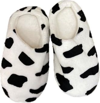 Yarnow Pantoufles Int&eacute;rieur Hiver Motif Vache Noire et Blanche Semelle Antid&eacute;rapante Pantoufles Douces et Chaudes pour &Eacute;tudiants Maison et D&eacute;tente
