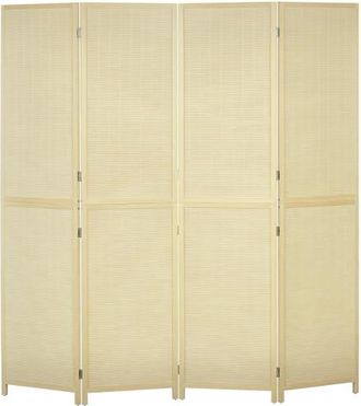 HOMCOM Paravent int&eacute;rieur en Bambou 4 Panneaux 180 x 180 cm s&eacute;parateur de pi&egrave;ce cloison de s&eacute;paration Pliable - Naturel