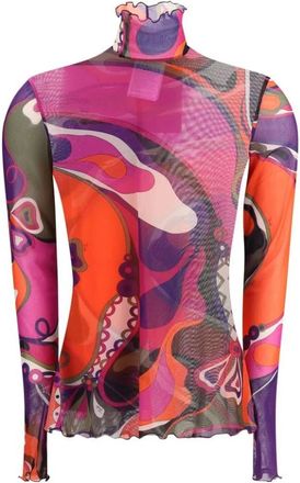 Pucci Femme, Tops, Multicolore, Taille: 36 FR Orchidee Print Tulle Top
