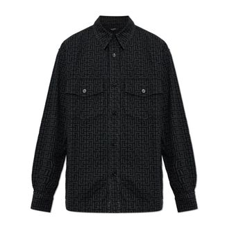 Balmain Denimhemd mit Monogramm - - Shirts - Herren - Schwarzk - XL