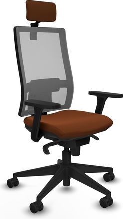 Piqueras y Crespo Ergonomischer B&uuml;rostuhl mit 3D-Armlehnen und Kopfteil, h&ouml;henverstellbar und neigbar, mit 5 Positionen und eingespritztem Schaumstoff, Grau/Braun