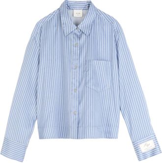 Alysi Chemise Boxy &agrave; Rayures - Femme - Blouses et Chemises - Bleu - Taille: 36 FR