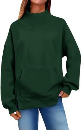Generic Sweat &agrave; Capuche Femme Sweat-shirt Saison Imprim&eacute; Graphique Manches Longues Pull Tricot&eacute; Tops Col Montant Pull Femme Sweat-shirt Sans, vert noir, 3XL