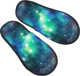 Generic Pantoufles Moelleuses Impression Galaxie Verte, Bleue Et Violette Chaussures Hiver Respirantes Slippers Pour Homme Int&eacute;rieur Unisex M