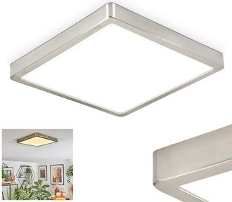 HOFSTEIN LED Deckenpanel Finsrud, dimmbare Deckenleuchte aus Metall/Kunststoff in Nickel-matt/Wei&szlig;, 19,5 Watt, 2700-6500 Kelvin CCT, Smart Home/App, IP44, Bade