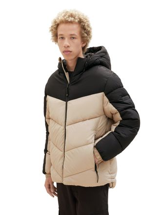 Tom Tailor Herren 1038858 Puffer-Jacke mit Kapuze, 12628-paving Stone, XXL