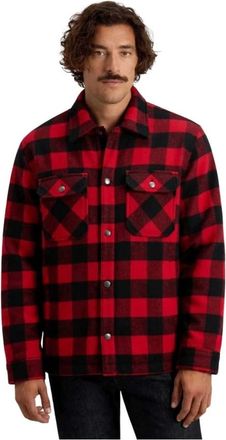Woolrich Veste Chemise Canadienne en Laine &agrave; Carreaux - Homme - Chemises - Rouge - Taille: M