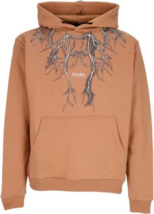 Phobia Archive Homme, Sweatshirts et sweats &agrave; capuche, Brun, Taille: XS Lightning Print Sweat &agrave; capuche