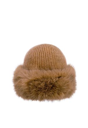 Queen Helena Winterm&uuml;tze mit Fell Weicher Pelz-Hut f&uuml;r Damen CP07, Camel, One size