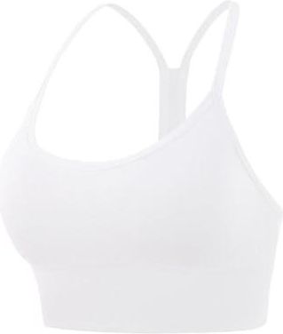 Missmao Brassiere Sport Femme, Soutien-Gorge de Sport Amovible Rembourr&eacute; Bretelles Spaghetti Dos Nageur en Y Haut de Yoga Fitness,Blanc,S