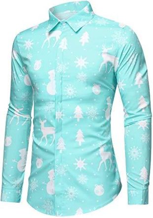Generic Chemise pour Homme à Manches Longues Inspiration Noël Motifs Uniques et Drôles Parfaite pour Les Réunions de Famille Les Fêtes Chemise Longue Manche H