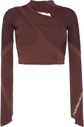 Feng Chen Wang Gestricktes Oberteil mit U-Ausschnitt - Braun