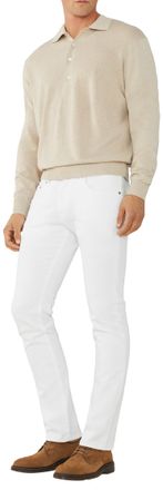 Hackett Herren Mel Cot Linen Stripe Jeans, Wei&szlig; (Wei&szlig;), 32W/32L