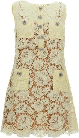 Self Portrait Femme, Robes, Jaune, Taille: 34 FR Fine Lace Mini Dress