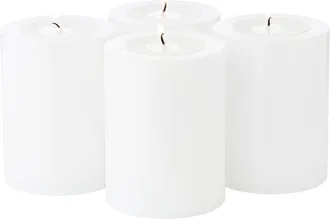 Edzard Set 4 Dauerkerzen Cornelius (Ø 6 cm, H 8 cm) in weiß - Teelichthalter, Kerzenhalter in Kerzenoptik, Windlicht für handelsübliche Teelichter - Deko Ker