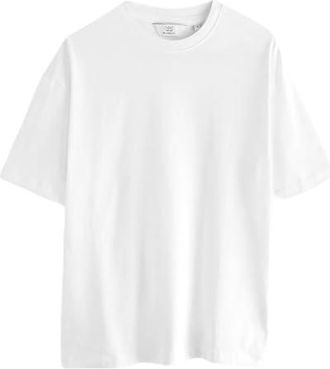 Next T-Shirt Homme Col Ras du Cou en Coton Épais - Coupe Décontractée Blanc 3XL