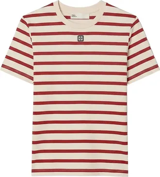 Tory Burch Femme, Tops, Multicolore, Taille: 36 FR T-Shirt en coton ray&eacute;