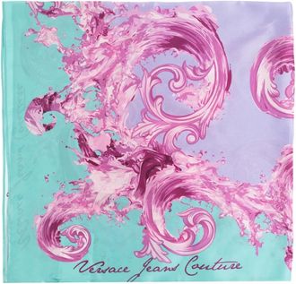 Versace Jeans Couture Femme, Accessoires, Violet, Taille: ONE Size Foulard en twill de soie imprim&eacute;