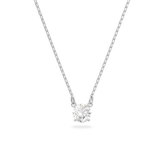 Swarovski Stilla Attract Halskette, Rundschliff, Weiß, Rhodiniert