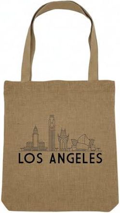 Fabulous Sac Shopping Tote Bag Aspect Lin - Los Angeles Minimalist Californie Etats Unis Am&eacute;rique Voyage - Sac de Courses Toile Epaisse 360g Beige Naturel Caba