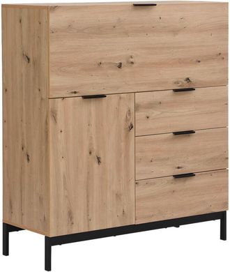 Vente-Unique Vente-unique - Secrétaire avec 2 porte et 3 tiroirs - mdf et métal - Coloris : Naturel - erwin