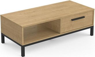 Calicosy Calicosy - Table basse 1 tiroir / 1 niche - craft - Rectangulaire - Chene Hamilton / Noir - 110,4 x 50 x 36,9 cm - demeyre