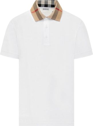 Burberry Homme, Tops, Blanc, Taille: M Cody Cotton Polo
