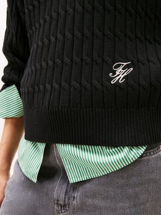 Tommy Hilfiger Troyer CO CABLE MID GG 1/2 ZIP LS SWT mit Zopfmuster