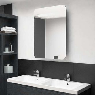 vidaXL Vidaxl - Armoire de salle de bain &agrave; miroir led gris brillant 60x11x80 cm