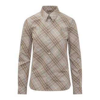 Burberry Femme, Blouses et Chemises, Gris, Taille: 34 FR Check Cotton Shirt