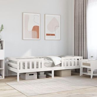 vidaXL Vidaxl - Cadre de lit blanc 75x190 cm en bois de pin massif - Design moderne et stable - Assemblage requis - Lit simple