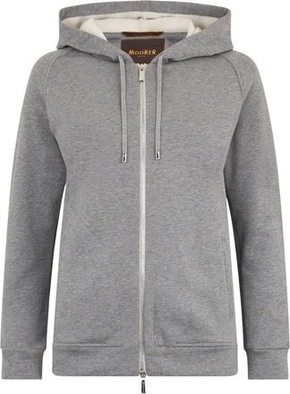 Moorer Femme, Sweatshirts et sweats &agrave; capuche, Gris, Taille: 42 FR SweaT-shirt &agrave; capuche zipp&eacute;