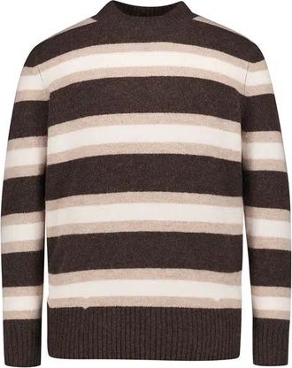 Bugatti Herren Pullover braun Alpaka-Wolle gestreift