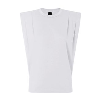 Pinko Pinko, Femme, Tops, Blanc, Taille: 40 FR Myranda T-shirt &agrave; d&eacute;tails pliss&eacute;s