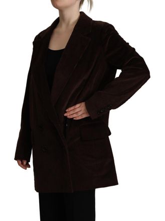 Dolce & Gabbana Womens Bordeaux Corduroy Cotton Blazer Oversized Jacket Elastane Clothing