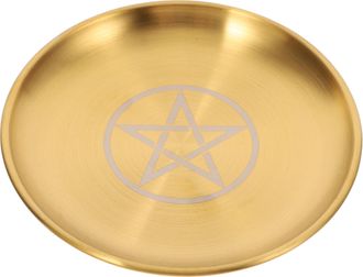 Cabilock Tarot Kerzenteller Metall Altartablett Pentagramm Kerzenhalter Kerzenständer Schminktisch Organizer Schmucktablett Schale Hexerei Altarzubehör