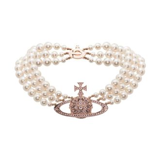 Vivienne Westwood Orb Kristall Perlenkette - - Accessories - Damen - Rosa - ONE SIZE