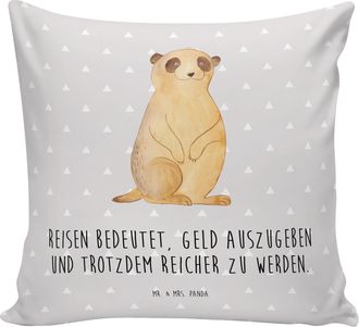 Mr. & Mrs. Panda Sitzkissen Erdmännchen - Geschenk, Sofakissen, Wildtiere, Motivkissen, Weltreise, Reisen, Afrika, Afrikareise, Kissen 40x40