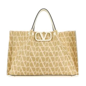 Valentino Garavani Iconographic Canvas Tote Bag - - Bags - Damen - Beige - ONE SIZE