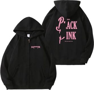 Generic Sweat à Capuche Bron Pink Album World Tour, Sweat-Shirt Graphique en Coton Unisexe avec Fermeture éclair(B Black,M)