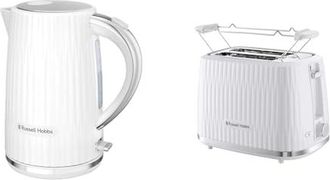 Russell Hobbs Eden Weiß Frühstücksset: Wasserkocher 27360-70 + Toaster 27370-56