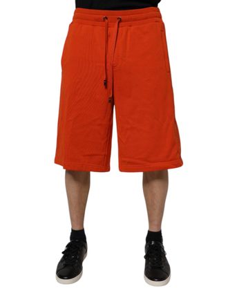 Dolce & Gabbana Red Cotton Blend Mid Waist Men Bermuda Shorts Polyester
