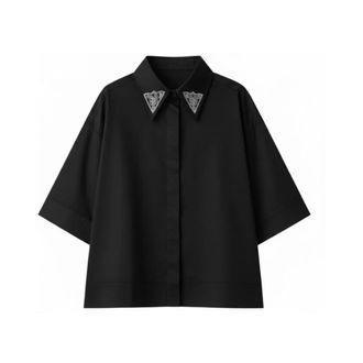 Pinko Pinko, Femme, Blouses et Chemises, Noir, Taille: 38 FR Chemise &agrave; col brod&eacute;