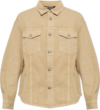 Palm Angels Denim-Hemdjacke mit Taschen - - Shirts - Herren - Beige - XL
