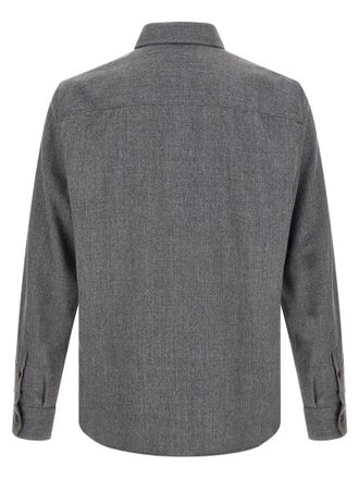 Brunello Cucinelli Virgin Wool Flannel Overshirt - Grey