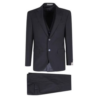 Corneliani Homme, Costumes, Bleu, Taille: XL Costume avec Gilet Tela di Lana