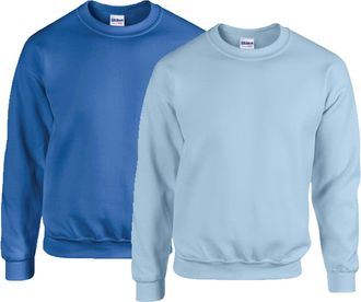 Gildan 2er Herren Sweatshirt Heavy Blend Sweat M L XL 2XL 3XL 4XL 5XL in verschiedenen Farbsets & HLKauf-Block (1x Royal, 1x Light Blue & 1x HLKauf-Block, XX