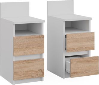 Vicco Nachttisch Monty, Nachtkommode, Wei&szlig;/Sonoma, 25 x 59.1 cm 2er Set