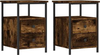 vidaXL Nachttische 2 Stk. R&auml;uchereiche 34x35,5x50 cm Holzwerkstoff - Vidaxl