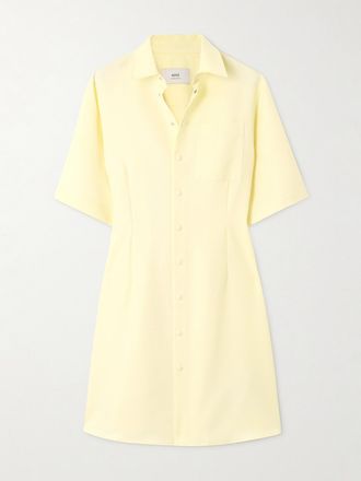 Ami Mini-hemdblusenkleid Aus Grain De Poudre Aus Wolle - Gelb